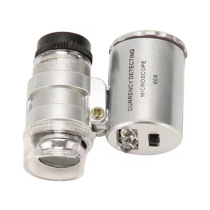 Microscop portabil 60X cu lumina LED si lampa UV pentru bancnote